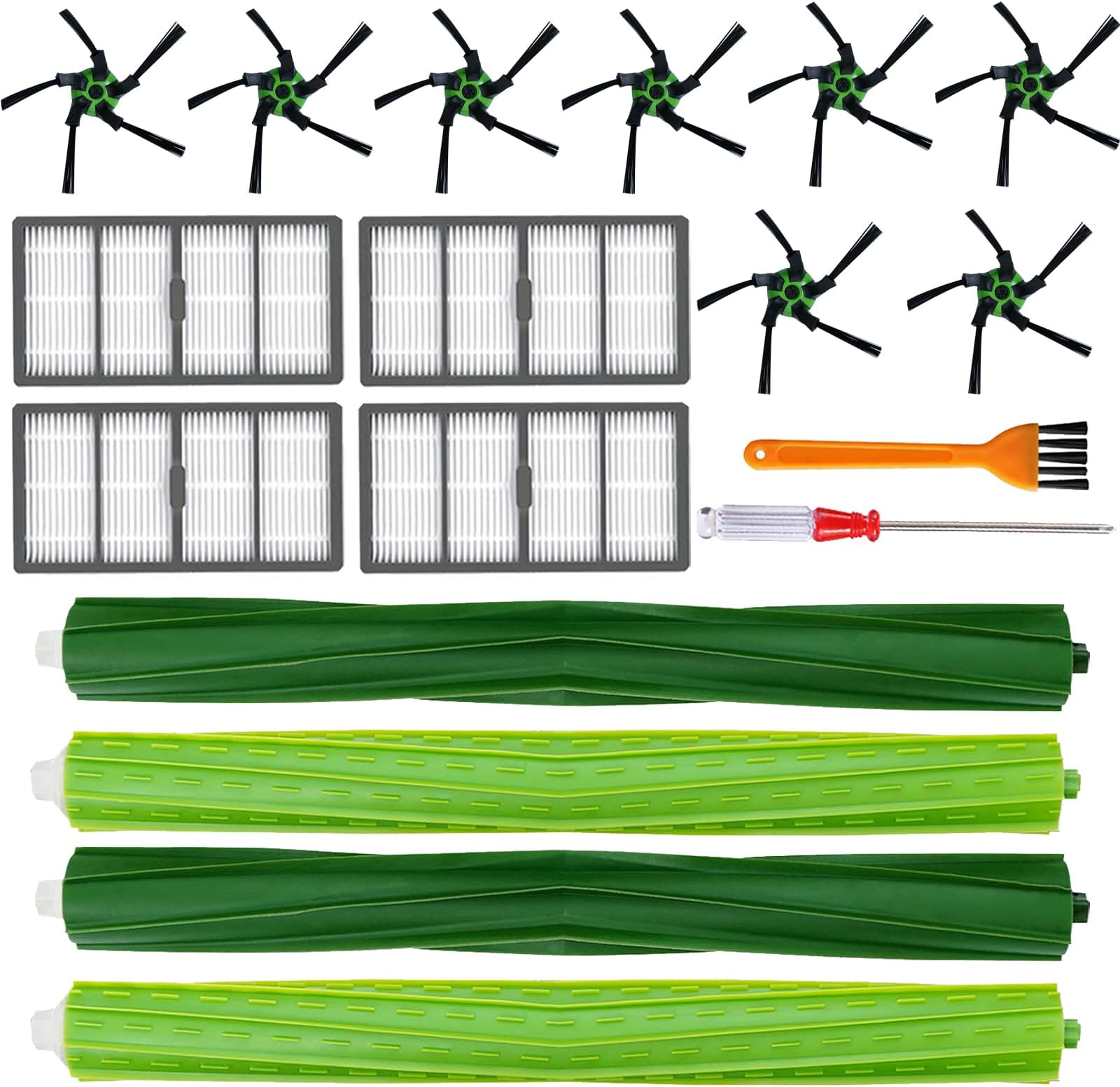 Amazon.com: 4 Set Rubber Roller Brush Replacement Parts for IRobot ...