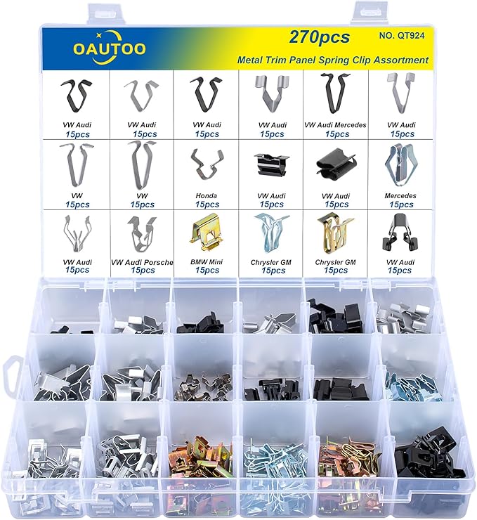Amazon.com: OAUTOO 270pcs Metal Trim Panel Spring Clip Assortment for ...
