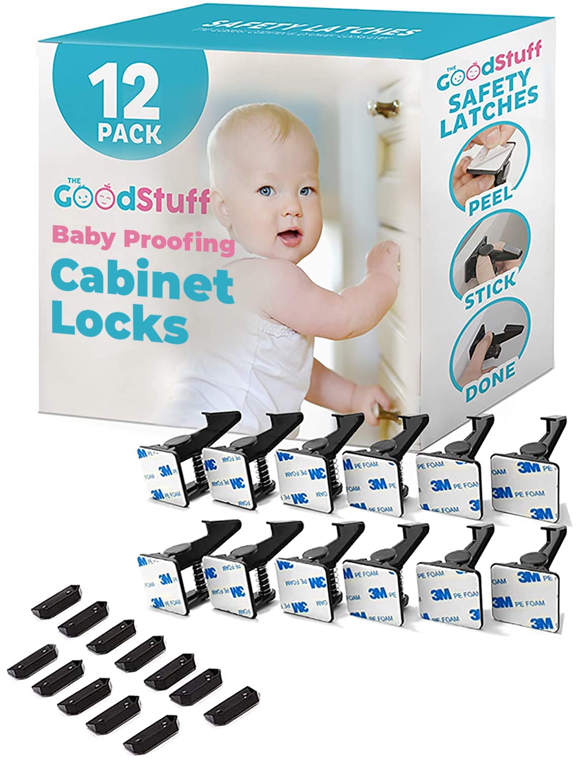 Amazon.com : Baby Proofing Cabinet Locks for Babies [12 Pack]Adhesive ...