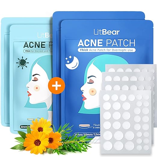 Amazon.com: LitBear Acne Pimple Patches- Day and Night 4 Sizes 360 Dots ...