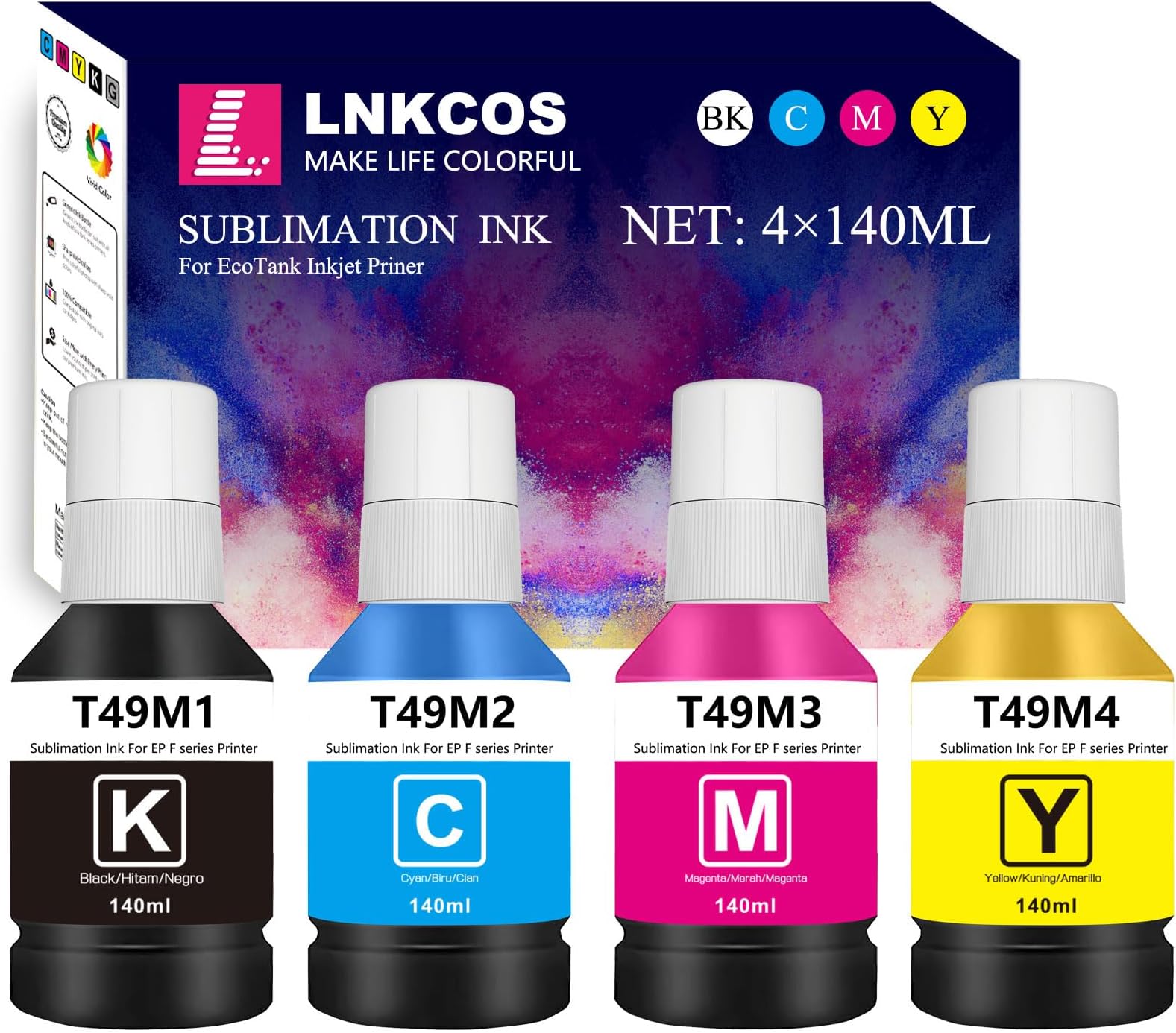 Amazon.com: LNKCOS T49M 4×140ML T49 T49M Sublimation Ink for SureColor ...