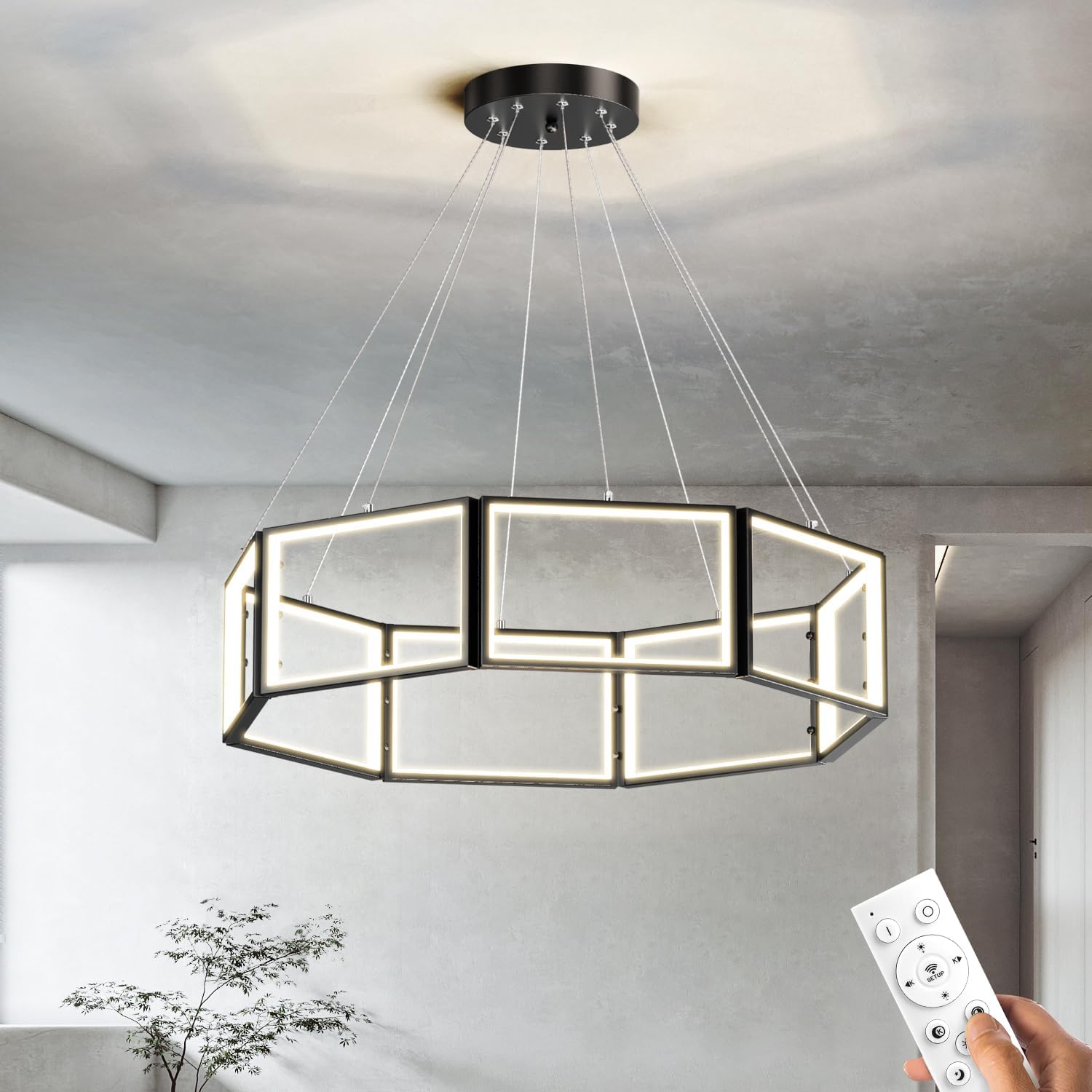 Modern LED Chandeliers, 8 lights Dimmable LED Chandelier with Remote ...