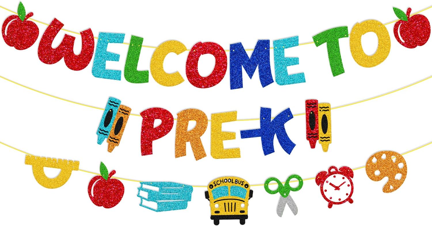 Amazon.com: Welcome to Pre-k Banner First Day of Pre K Decorations ...