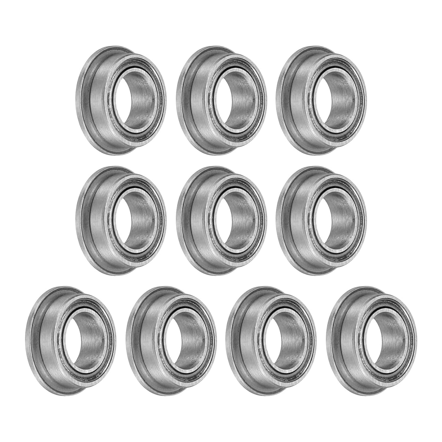 uxcell 10pcs MF74ZZ Flanged Ball Bearing 4x7x2.5mm Chrome Steel Double ...