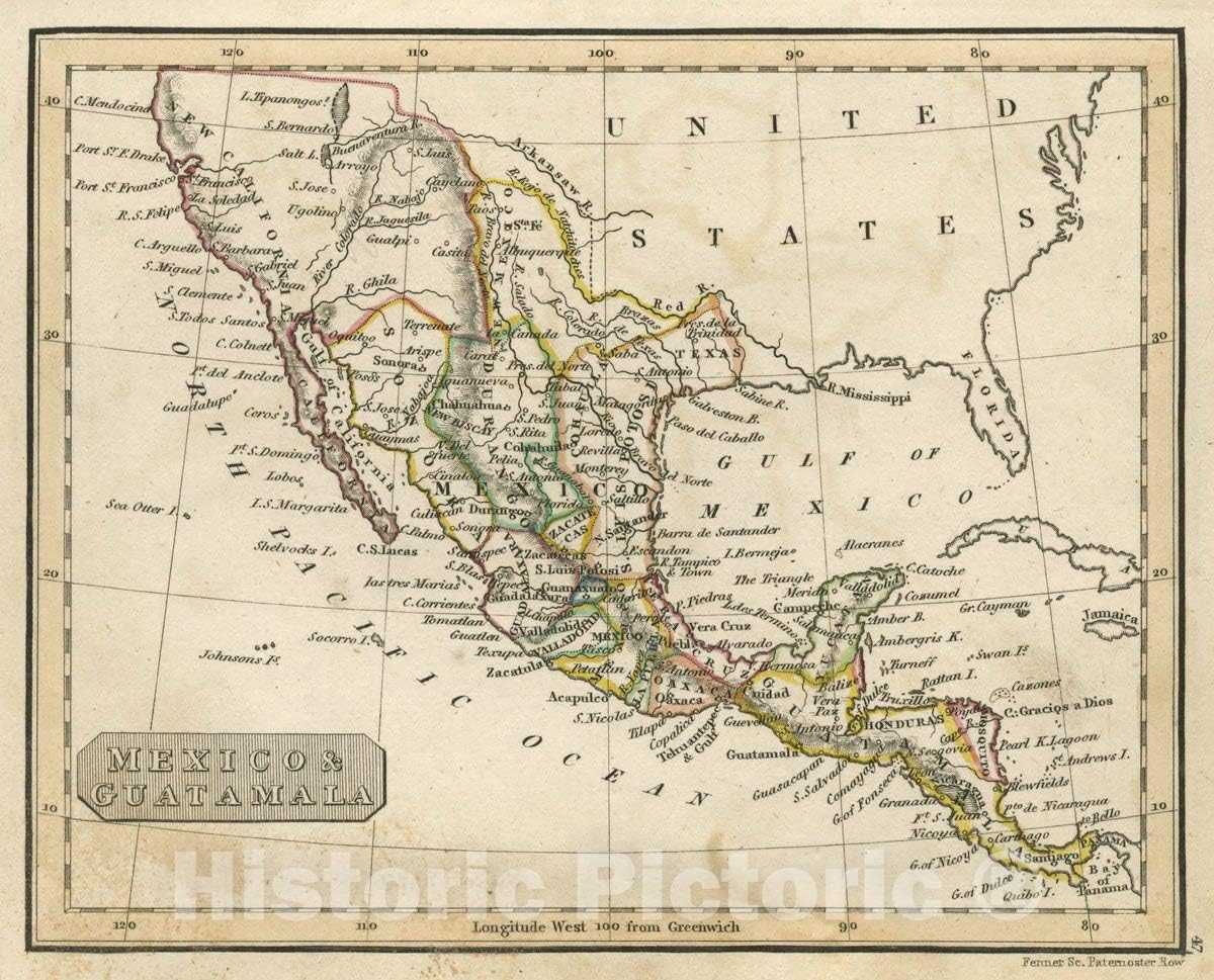 Amazon.com: Mapa histórico: México y Guatemala, 1830 atlas – Arte de ...