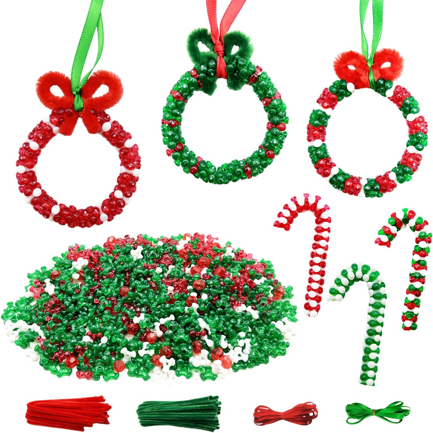 Amazon.com: GREENTIME 36pcs Christmas Beaded Ornament Kit,Tri Beads ...