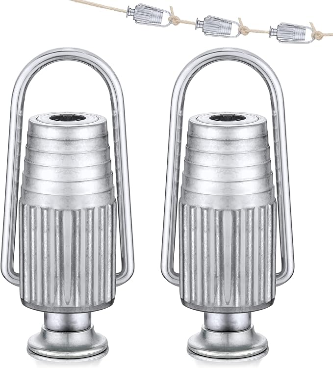 Amazon.com: Sosation 2 Pcs Clothesline Rope Tightener Metal Clothesline ...