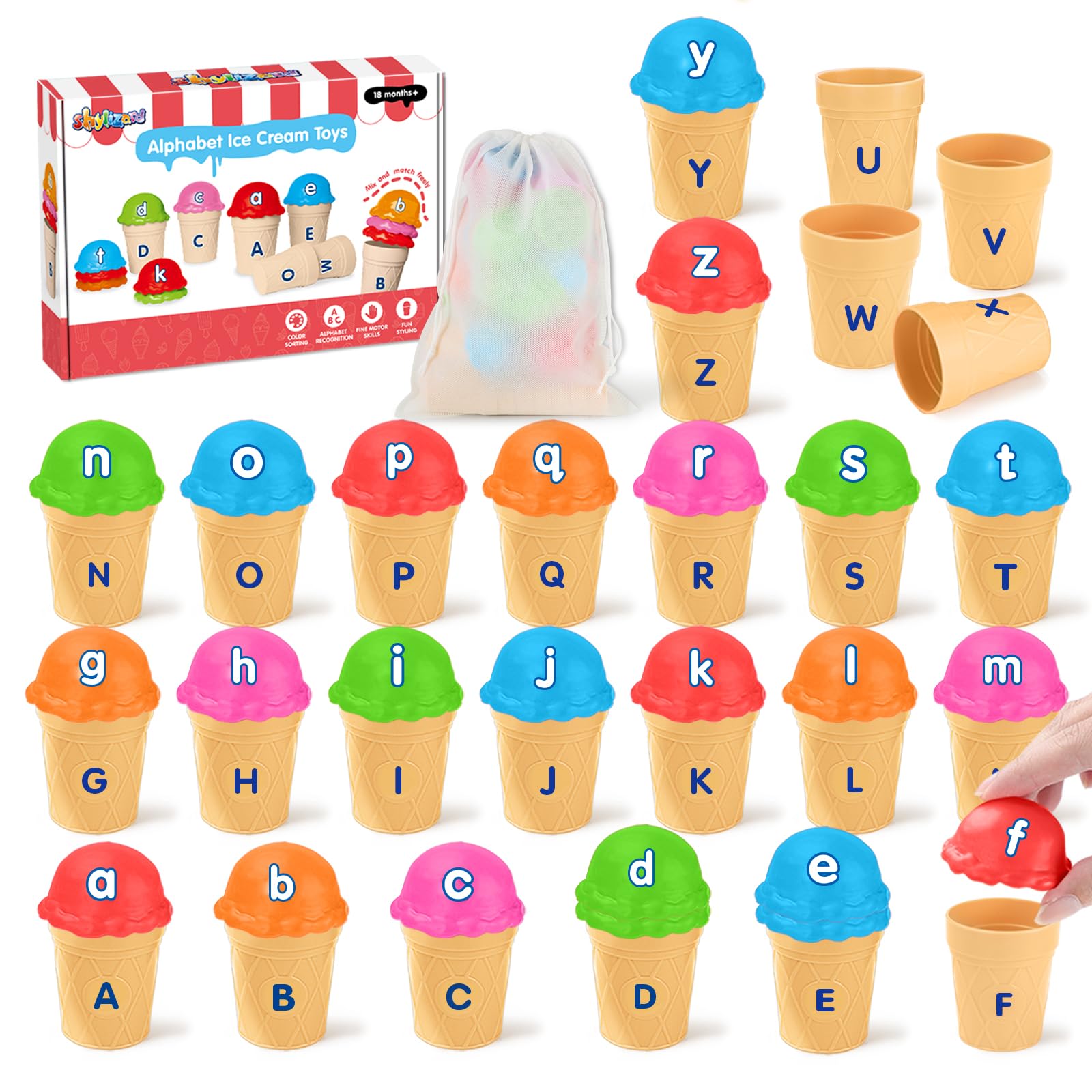 Snapklik.com : Shylizard Alphabet Ice Cream Toy Set For Kids Age 2 3 4 ...