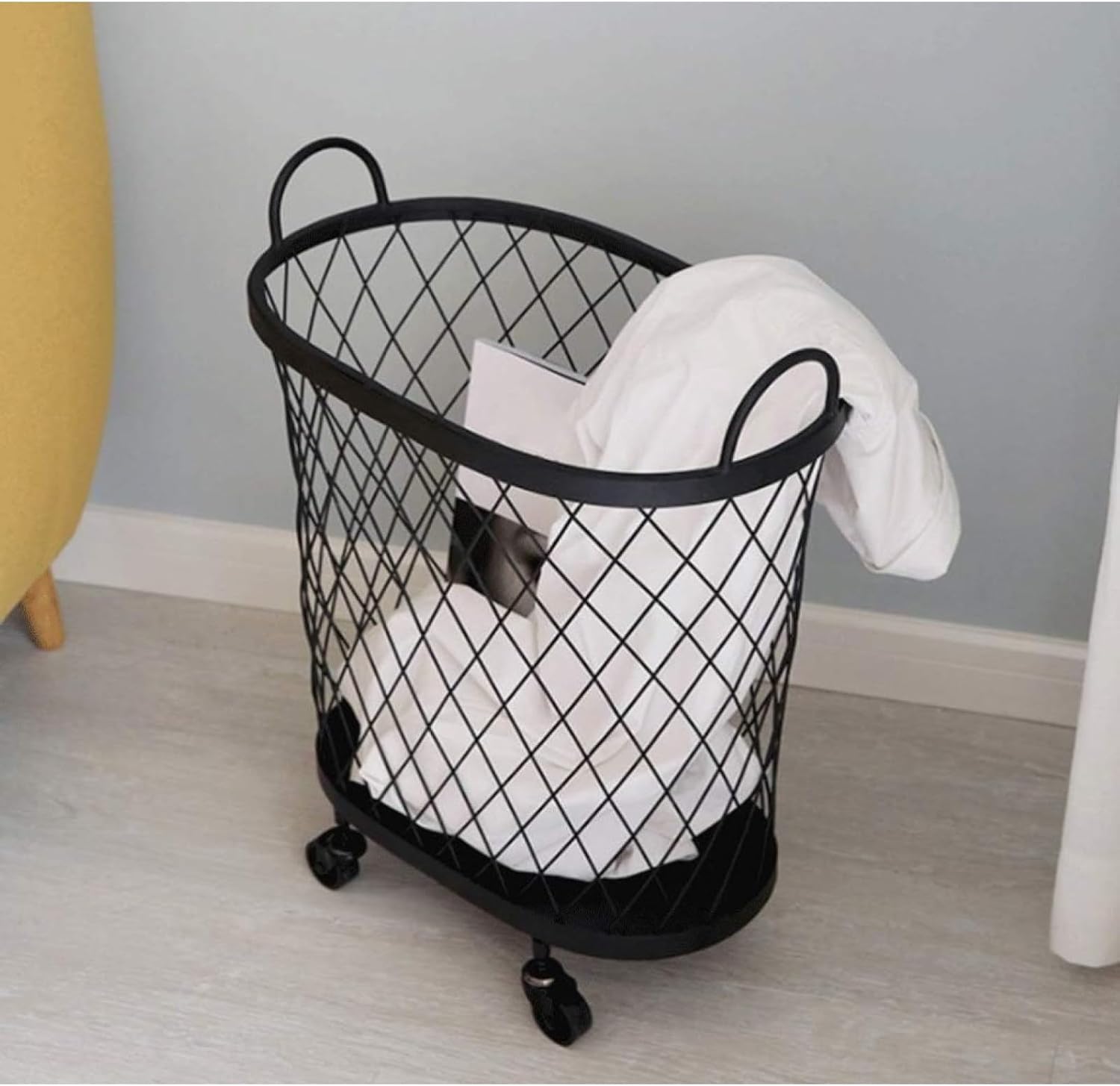 Amazon.com: SUZEPER 360°Rolling Laundry Hampe rwith Wheels- Oval Round ...