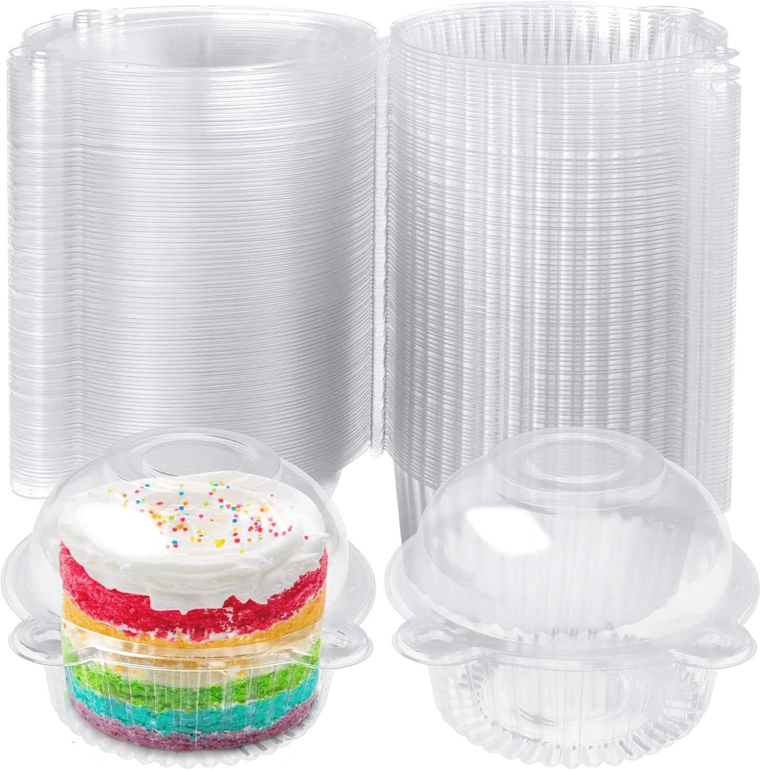 MAKINGTEC 100 Pcs Individual Cake Box, Plastic Transparent Disposable ...