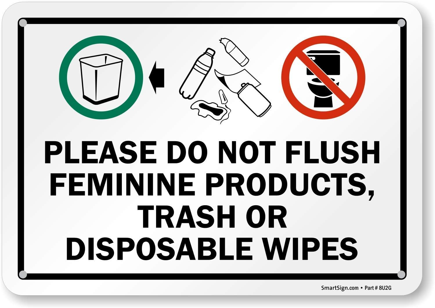 Amazon.com: 2-Pack Please Do Not Flush Feminine Products, Trash Or ...