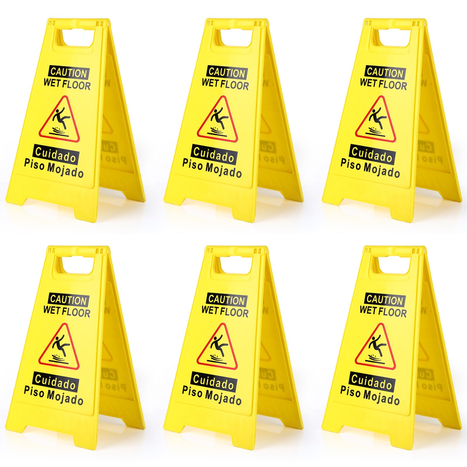 Snapklik.com : 6-Pack Caution Wet Floor Sign,17.5" Height,Bright Yellow ...
