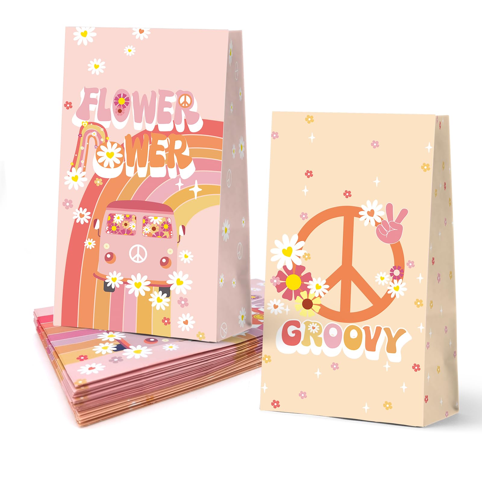 Amazon.com: KALEFO 24PCS Groovy Retro Hippie Boho Party Favors Bags ...