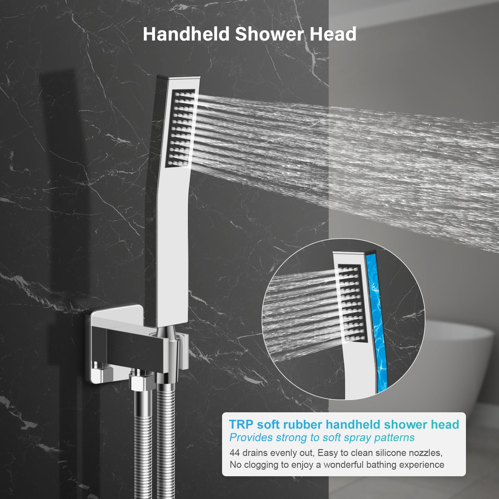 Snapklik.com : Baetuy Shower Faucet Set Bathroom Square Rain Shower Head And Handle Set, Wall ...