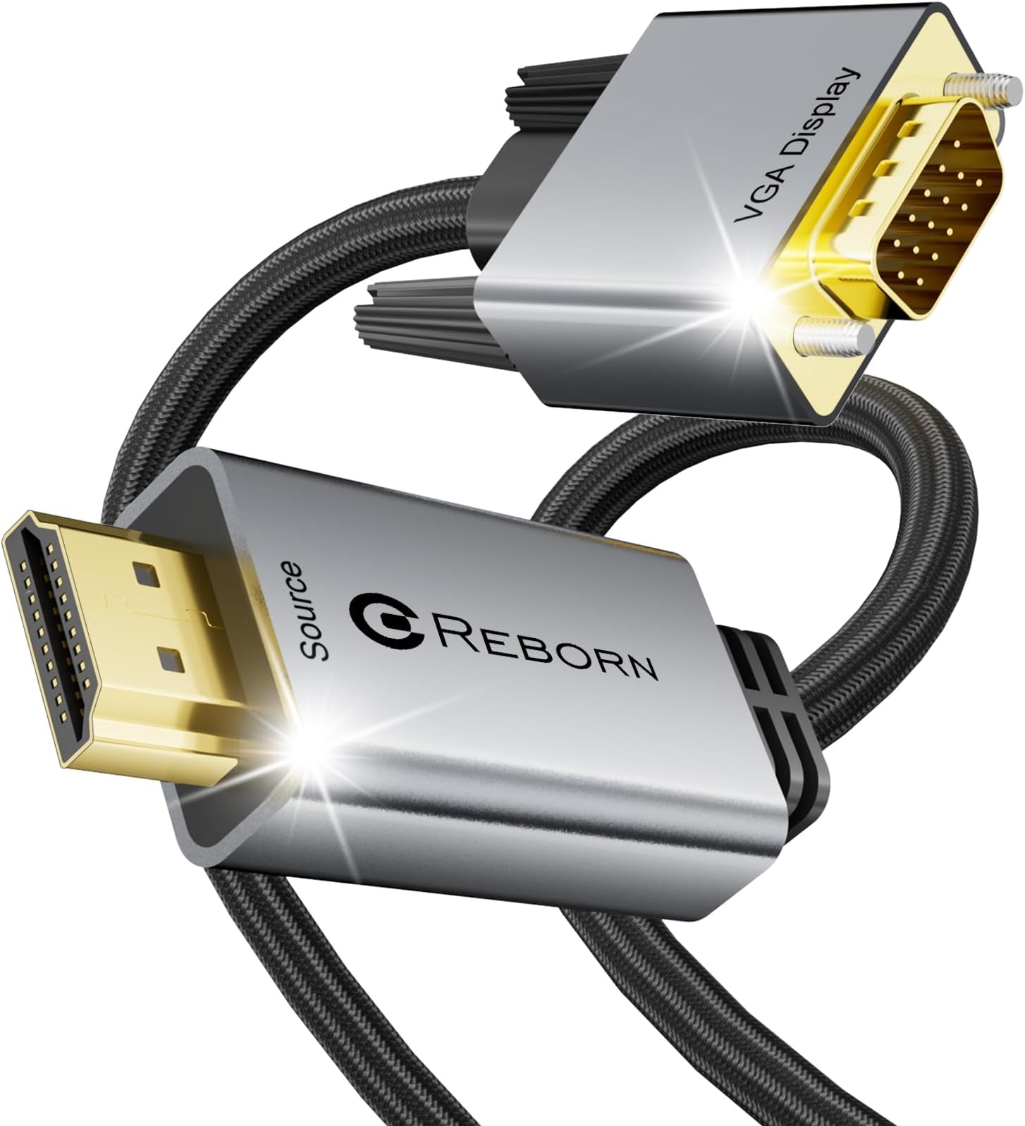 Amazon.com: Reborn HDMI to VGA Cable Adapter 6FT [Aluminum, Gold-Plated ...