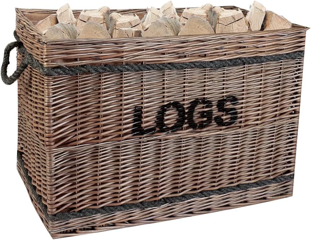 Extra Large Wicker Log Store Basket Natural Finish Willow Fireside Log ...