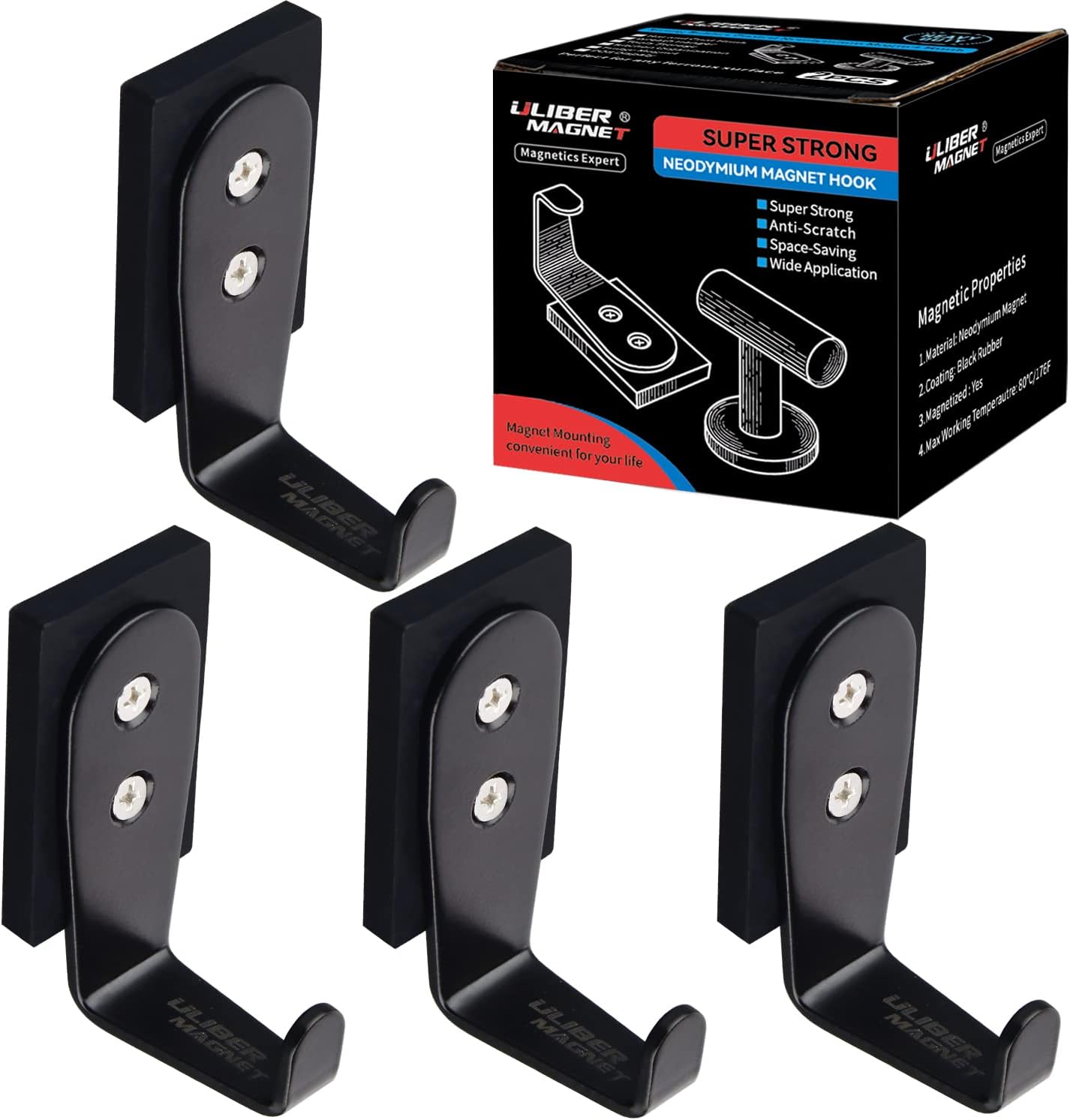 ULIBERMAGNET Heavy-Duty Rubber-Coated Magnetic Hooks for Wreaths