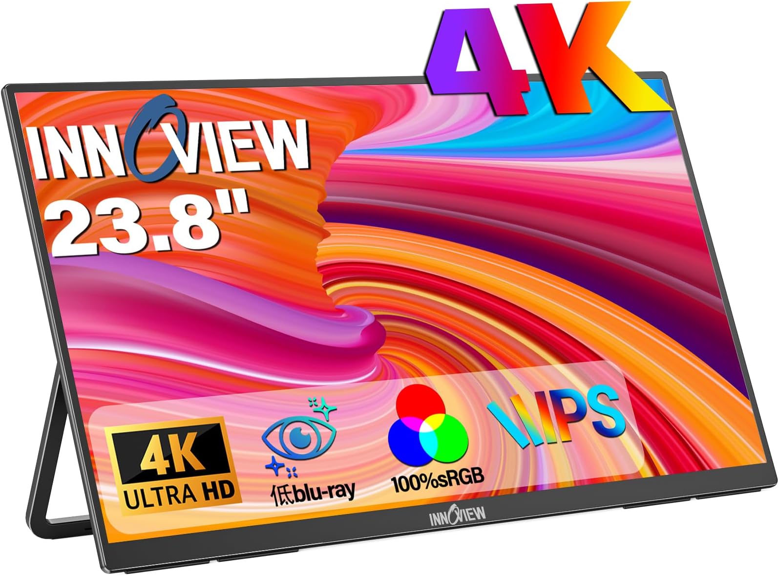 Amazon.co.jp: InnoView モバイルモニター 23.8インチ 4K モバイルディスプレイ UHD（3840*2160） 100%sRGB 60Hz ポータブルモニター 大画面 ...