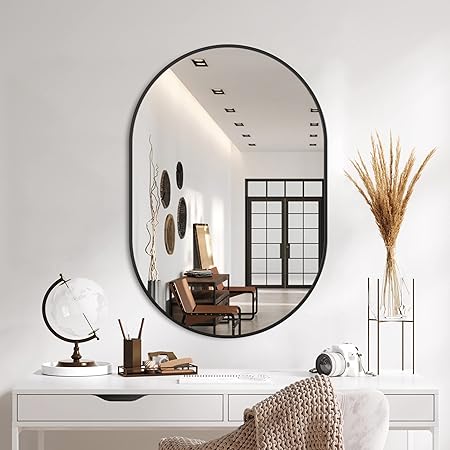 Amazon.com - Bathroom Mirror for Wall,36''x24'',Black Oval Mirror for ...