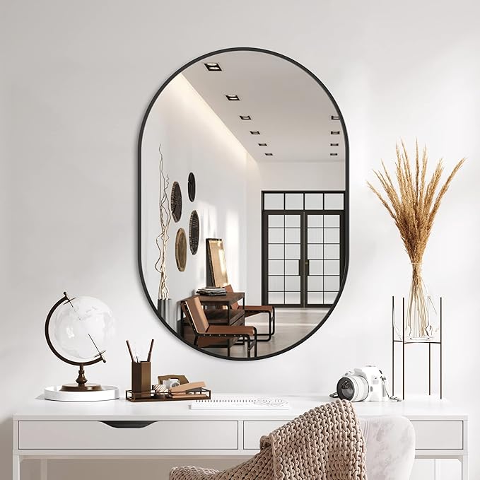 Amazon.com: Bathroom Mirror for Wall,36''x24'',Black Oval Mirror for ...