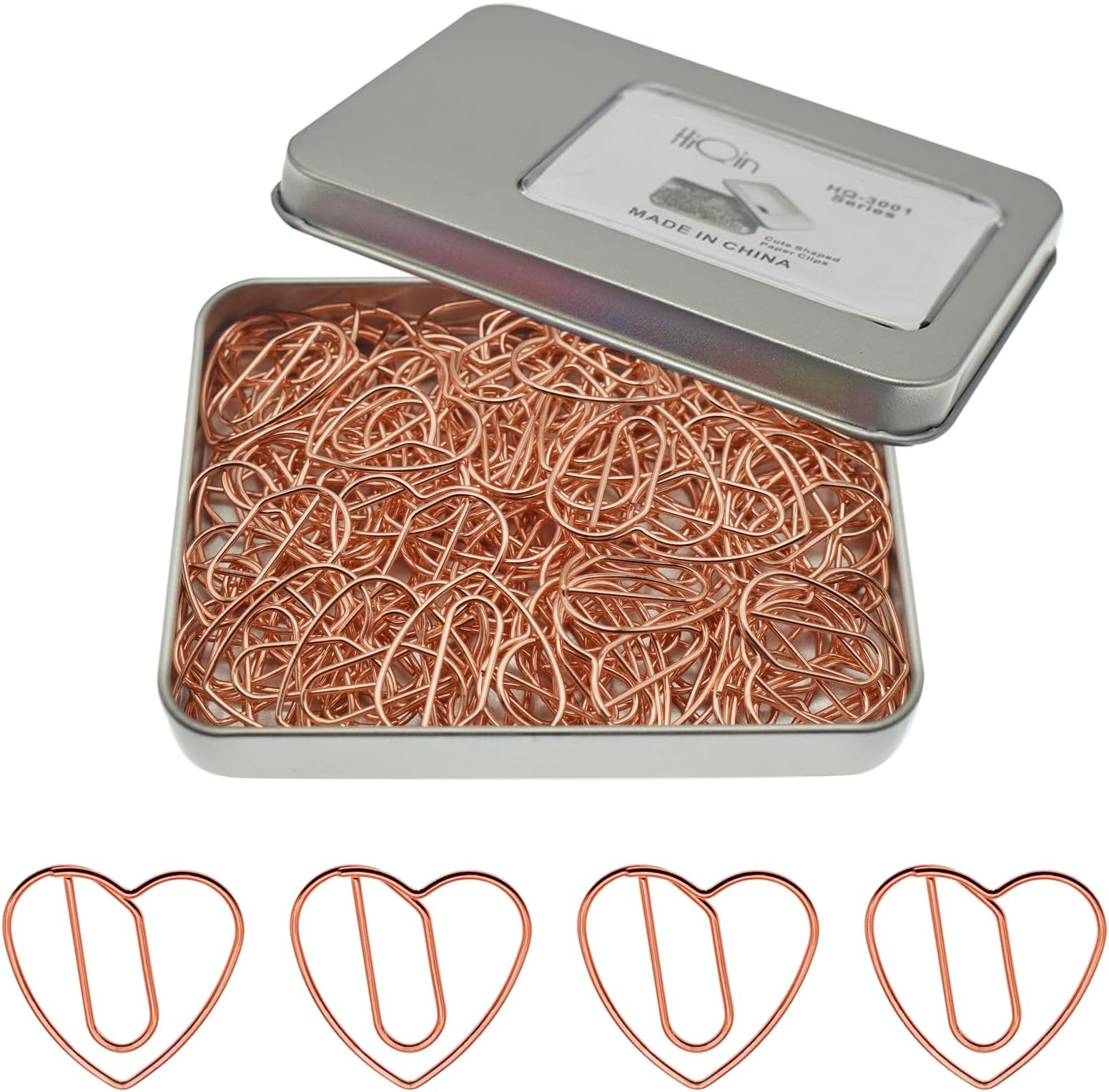 Amazon.com : 200 Pcs Heart Paper Clips Small Rose Gold Paper Clip ...