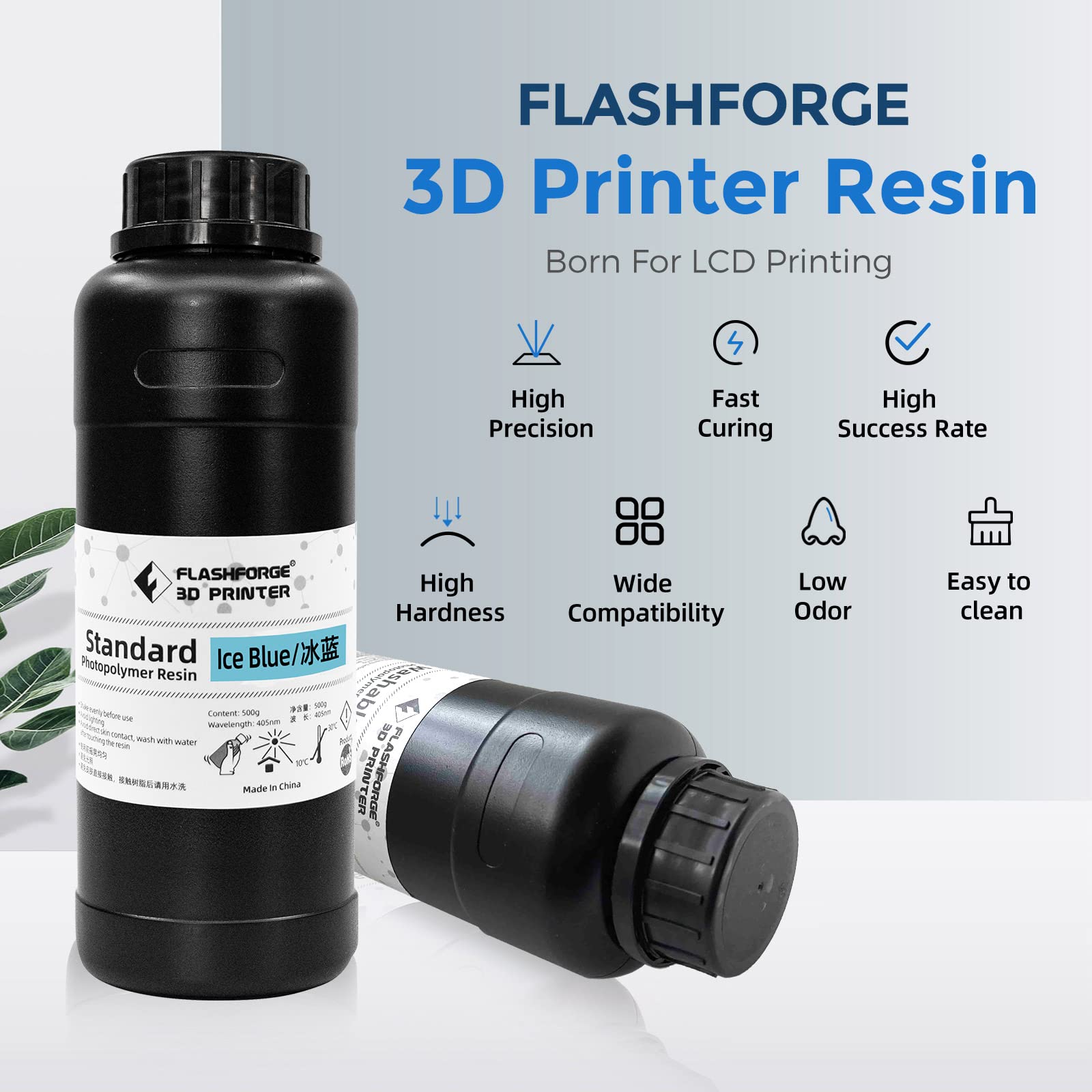 Snapklik.com : FLASHFORGE 3D Printer Resin, LCD UV-Fast-Curing Resin 405nm Standard Photopolymer ...
