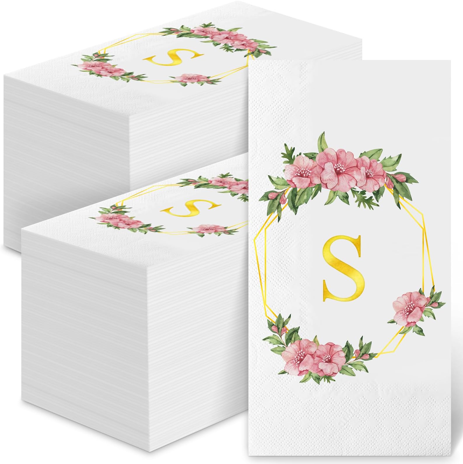 Amazon.com: 200 Gold Floral Monogrammed Disposable Napkins - Initial ...