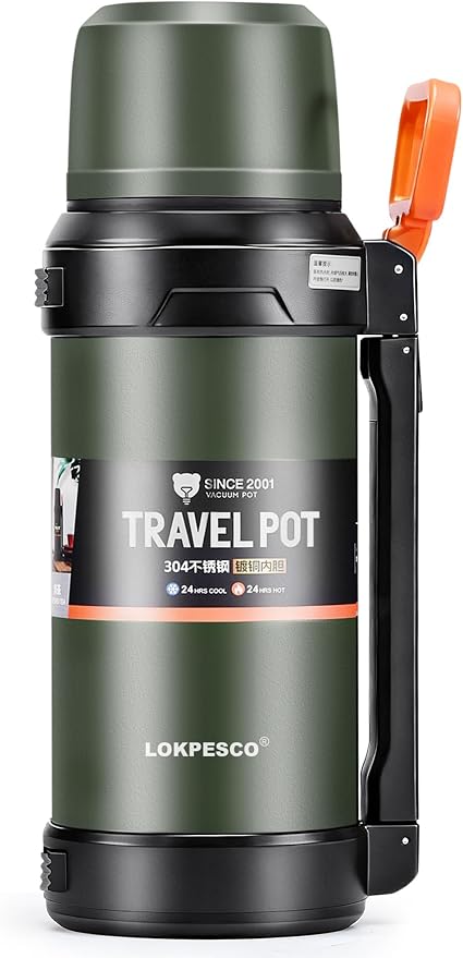 LOKPESCO Insulated Flask for Hot Drink 2L- Large Coffee Thermo Flask ...