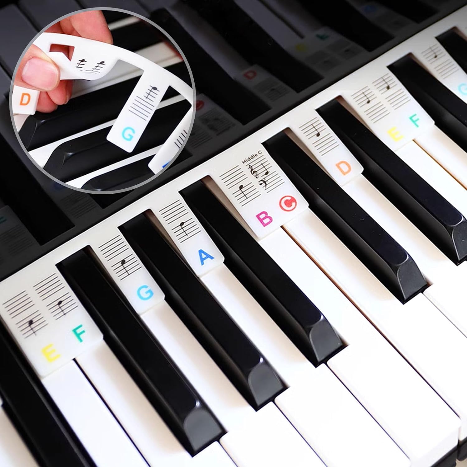 Junsasi Removable Piano Keyboard Note Labels 88-Key Full Size Silicone ...