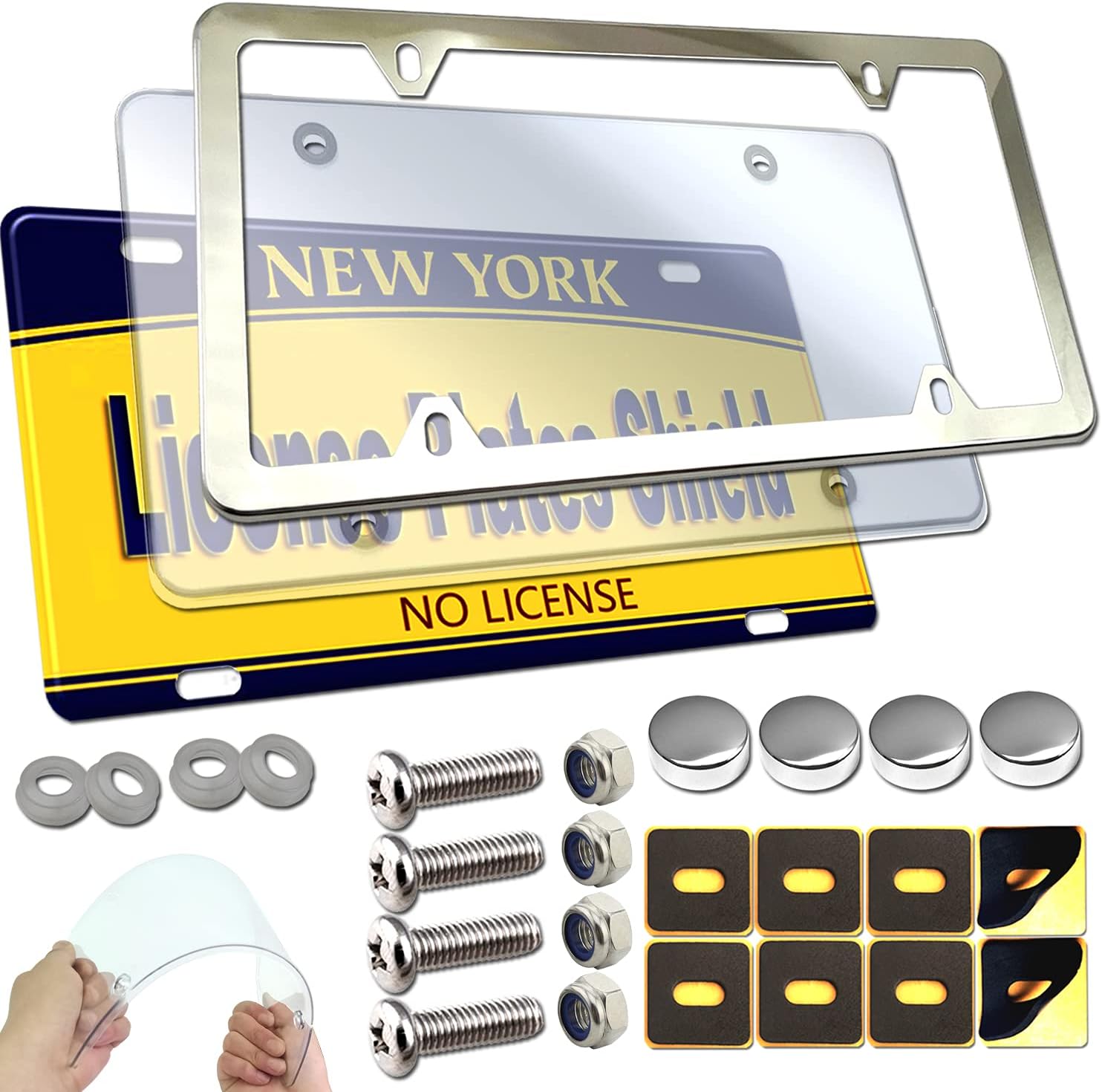 Amazon.com: ZXFOOG License Plate Frame Cover Kit- Clear Flat Plate ...