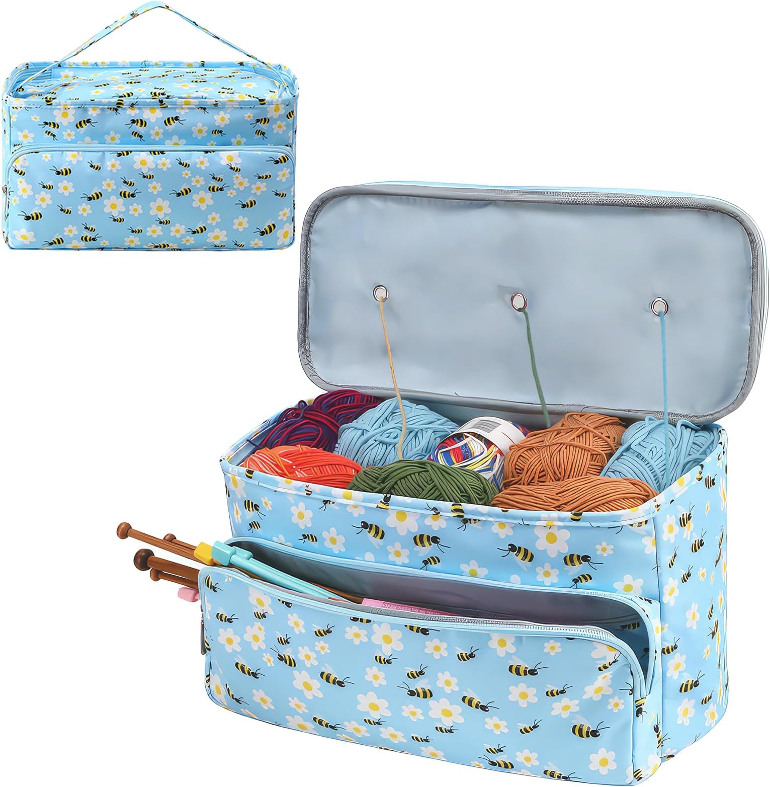 Aeelike Knitting Bags for Wool and Needles Storage, Large Knitting Bags ...