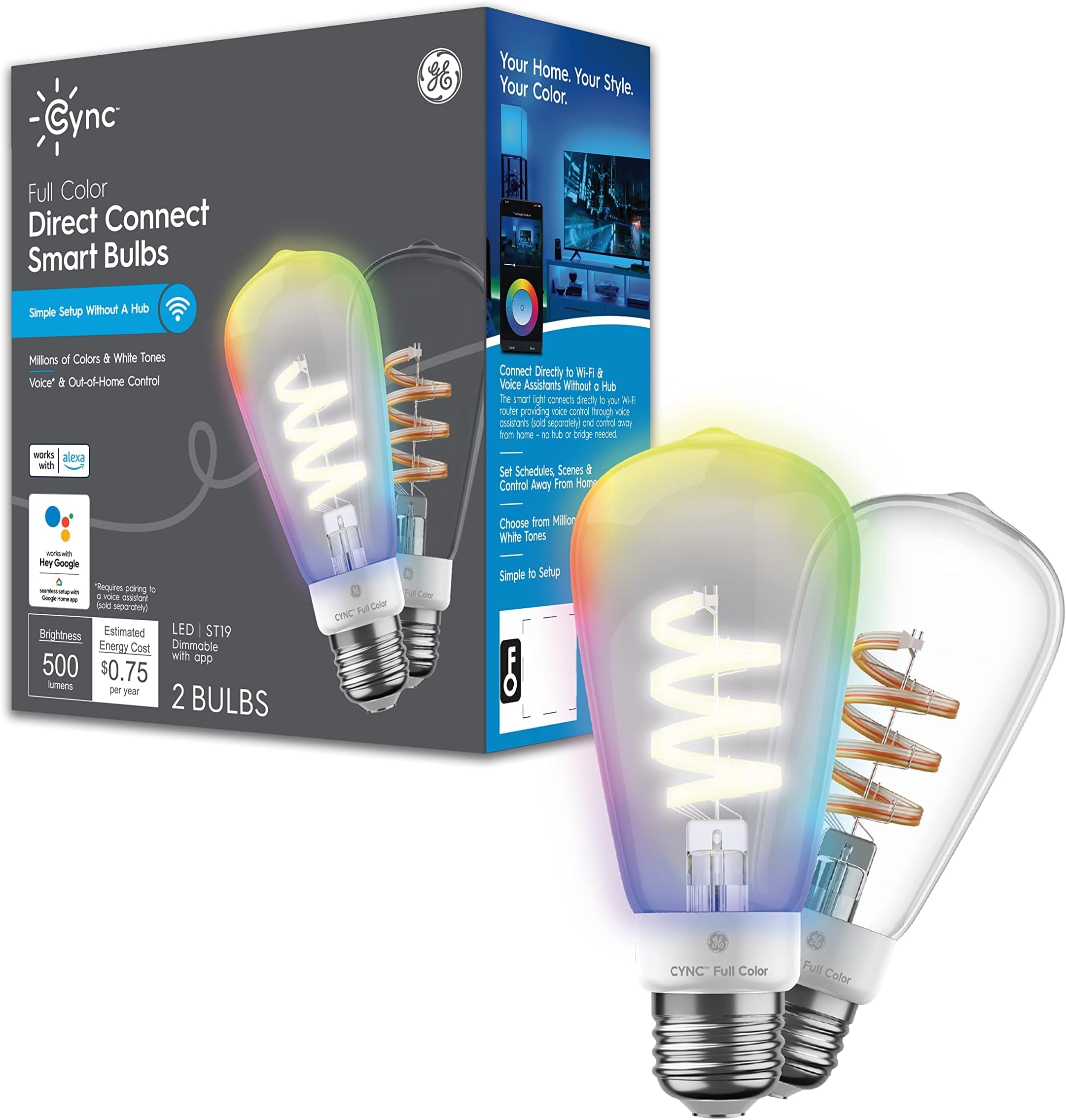 Philips Tunable White ST19 60W Equivalent Dimmable Smart Wi-Fi WiZ ...