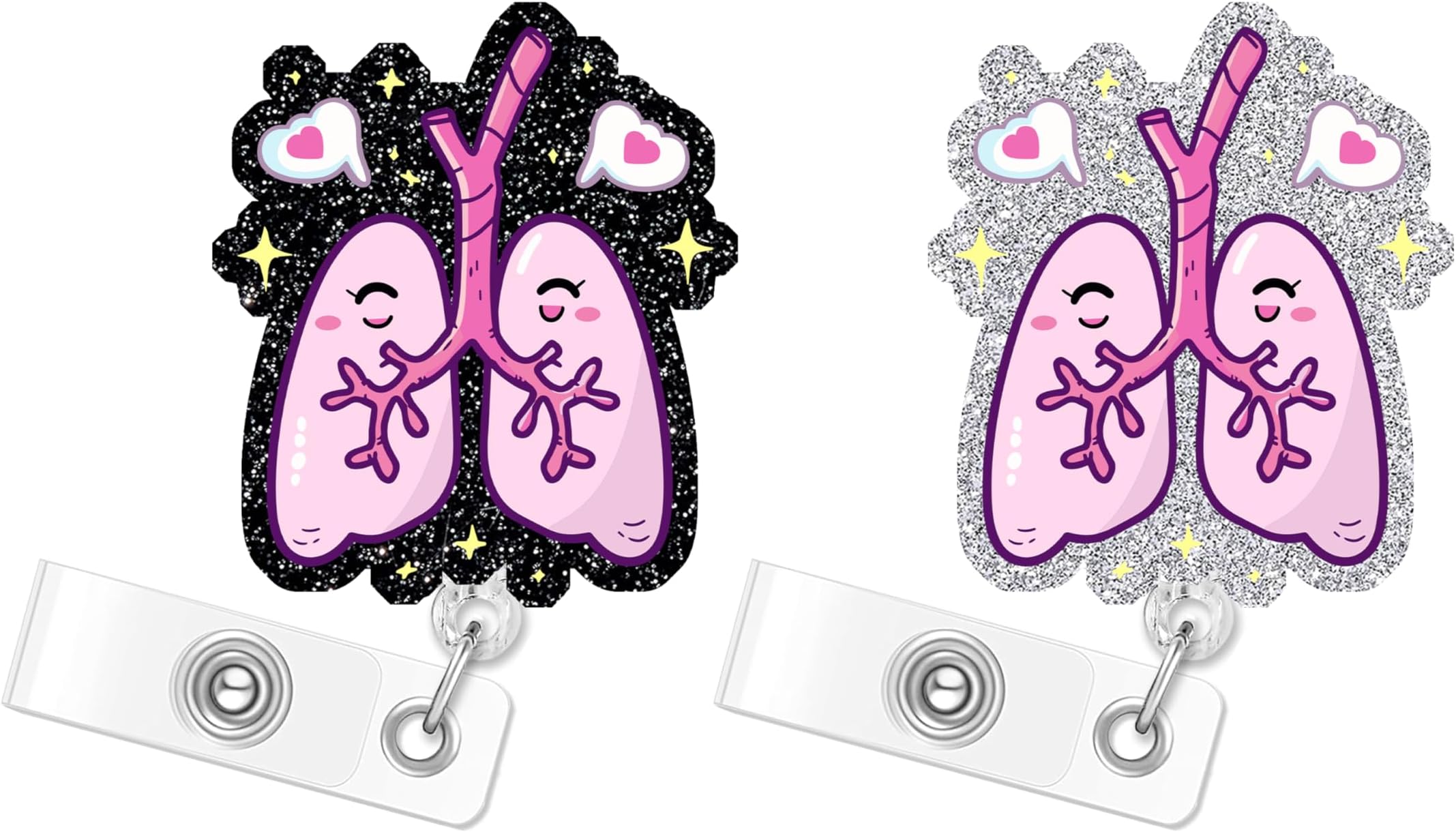 Amazon.com : Arakulago Pink Lung Badge Reel Retractable Respiratory ...