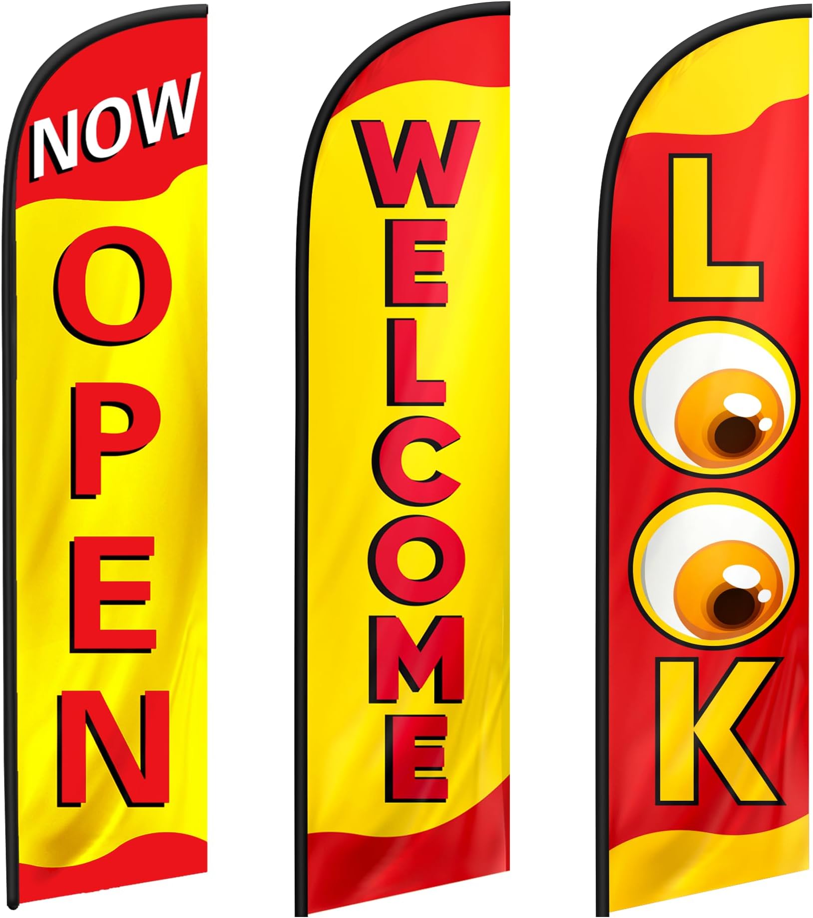 Amazon.com : Look Now Open Welcome Red Yellow Advertising Feather Flag ...