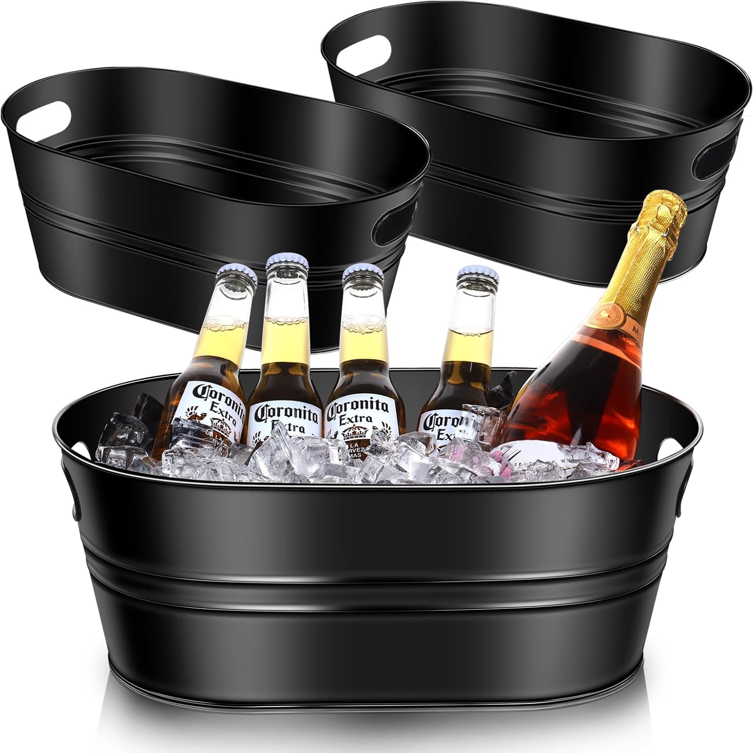 Amazon.com: 3Pcs Ice Bucket Galvanized Tub 3 Gallon Ice Bucket Metal ...
