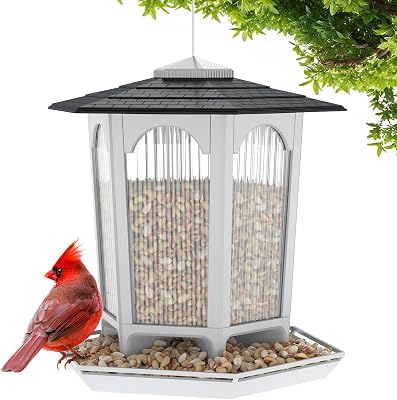 Amazon.com : Liawm Wooden Bird Feeder for Outdoors Hanging, Red Cedar ...