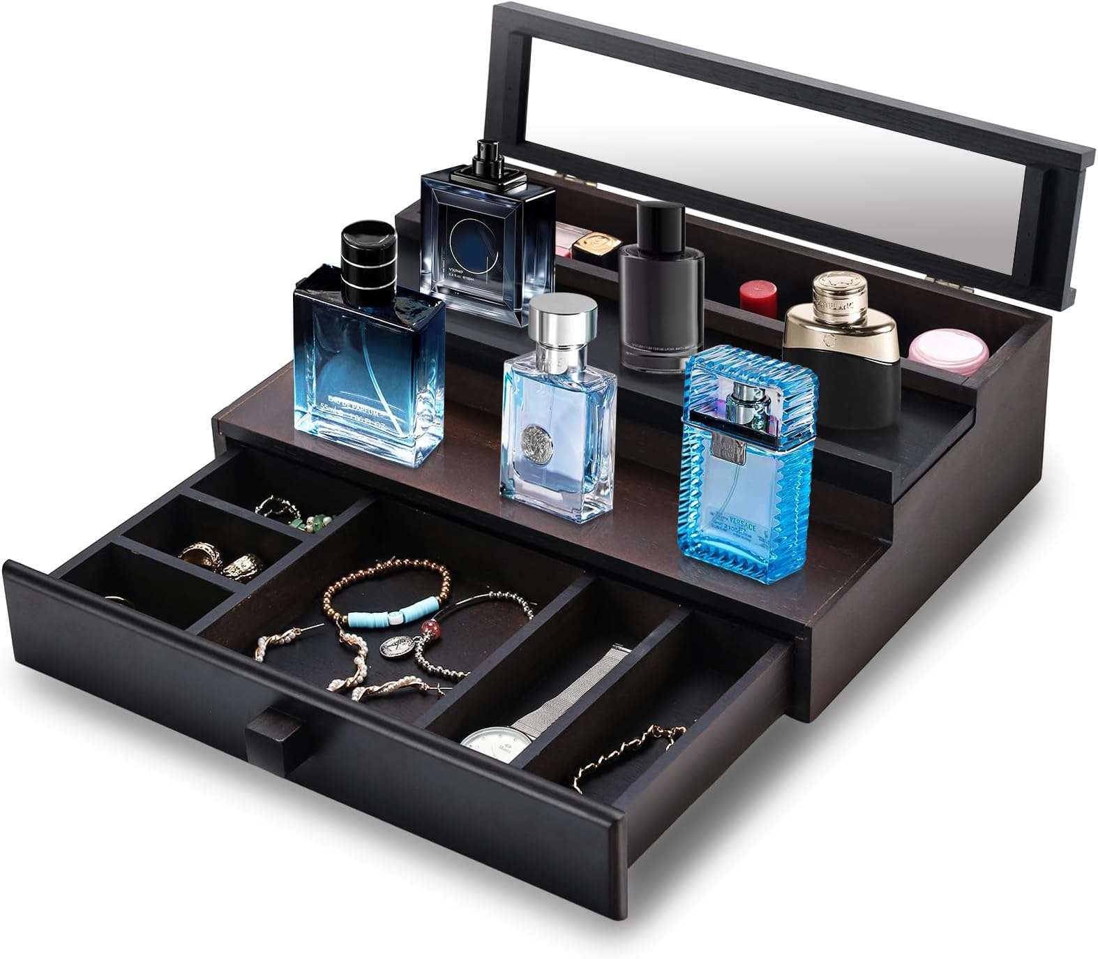 Amazon.com: Wooden Cologne Organizer for Men, 3 Tier Cologne Stand with ...