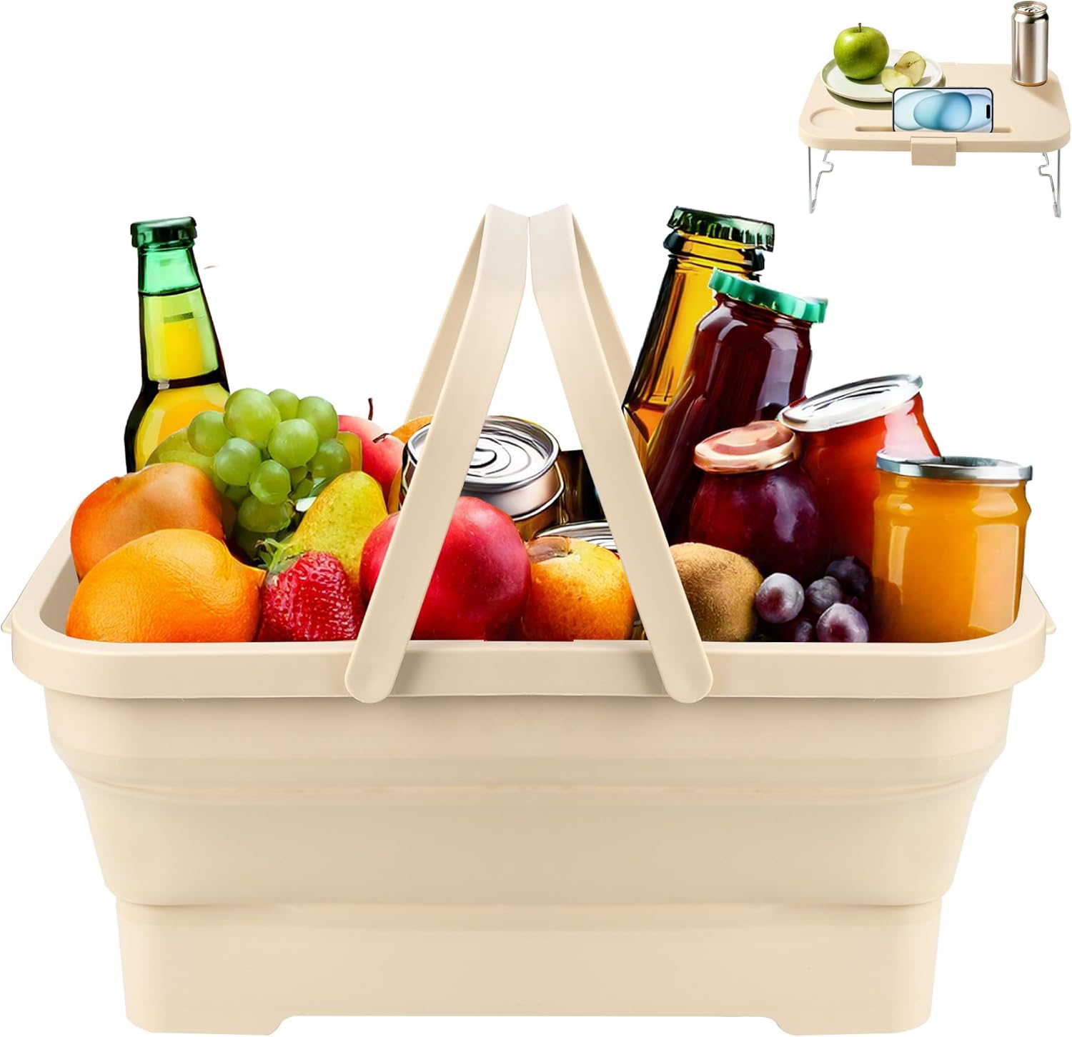 Amazon.com: Cozy Den Collapsible Picnic Basket 16L with Tray Table ...