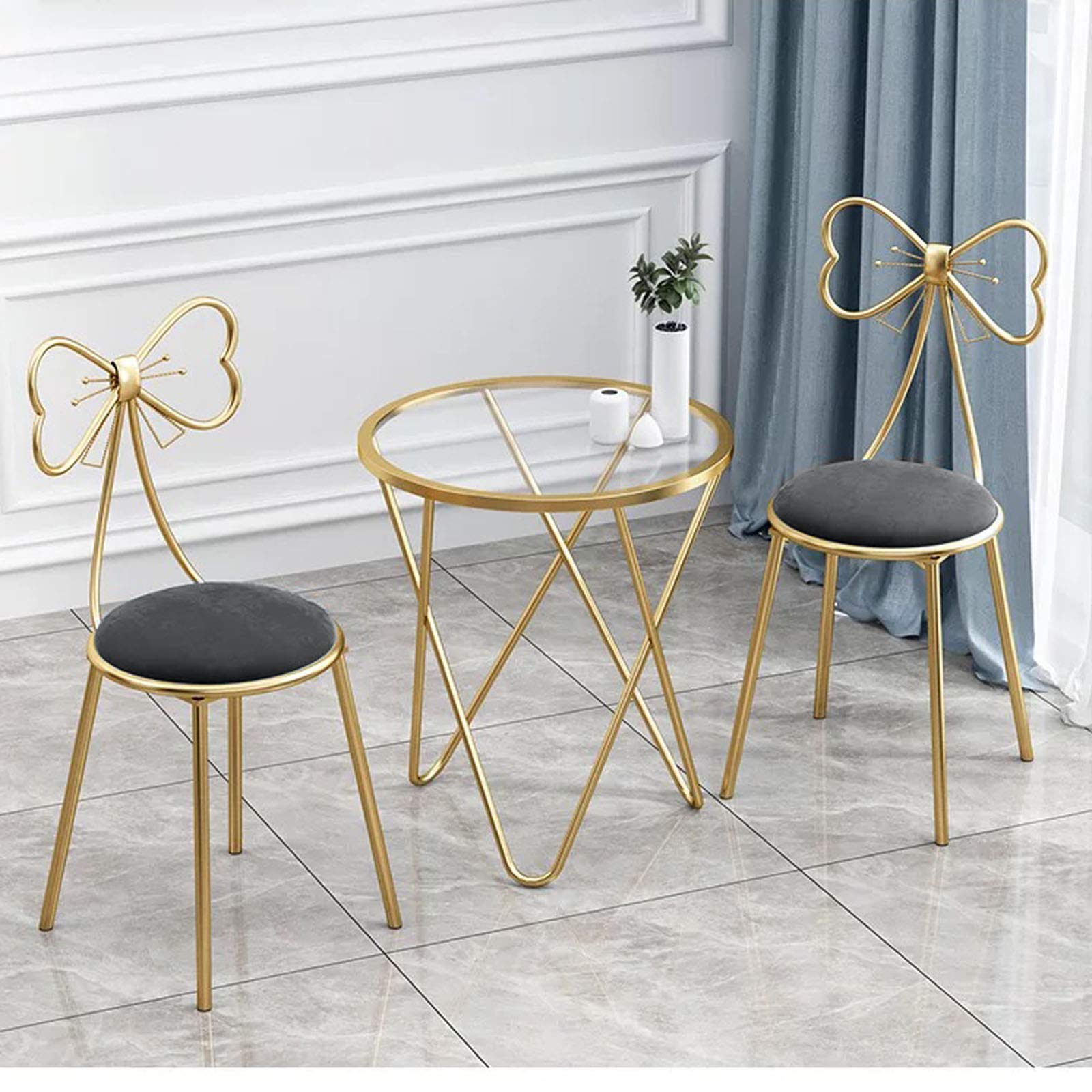 DUANY STORE Makeup Vanity Girl Chairs Stool for Bedroom with Bow Knot ...