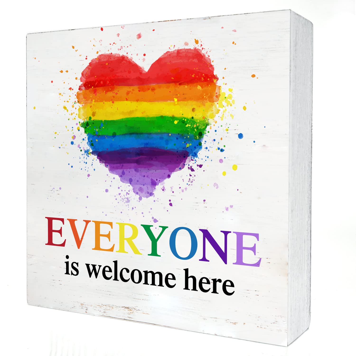 Amazon.com: Everyone is Welcome Here Equality Wooden Box Sign Desk ...