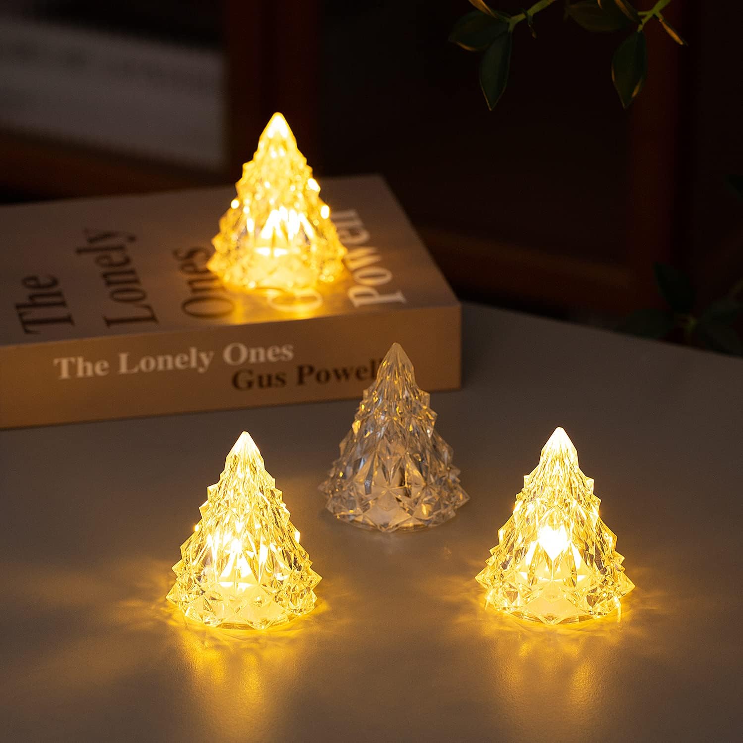 6 Pack Warm White Clear Crystal Mini Acrylic LED Desk Lamps, Mini Table ...