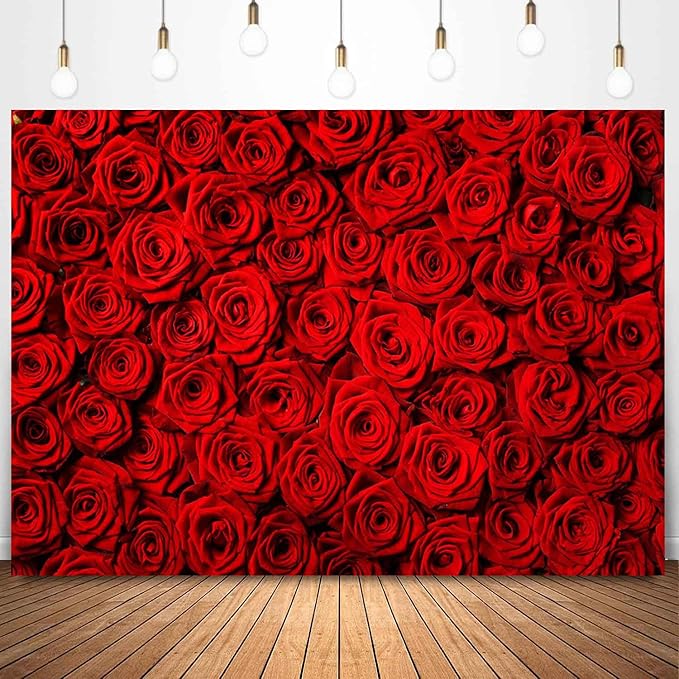 Amazon.com : Ayayiya Red Rose Backdrop Flowers Rose Wall Photo ...