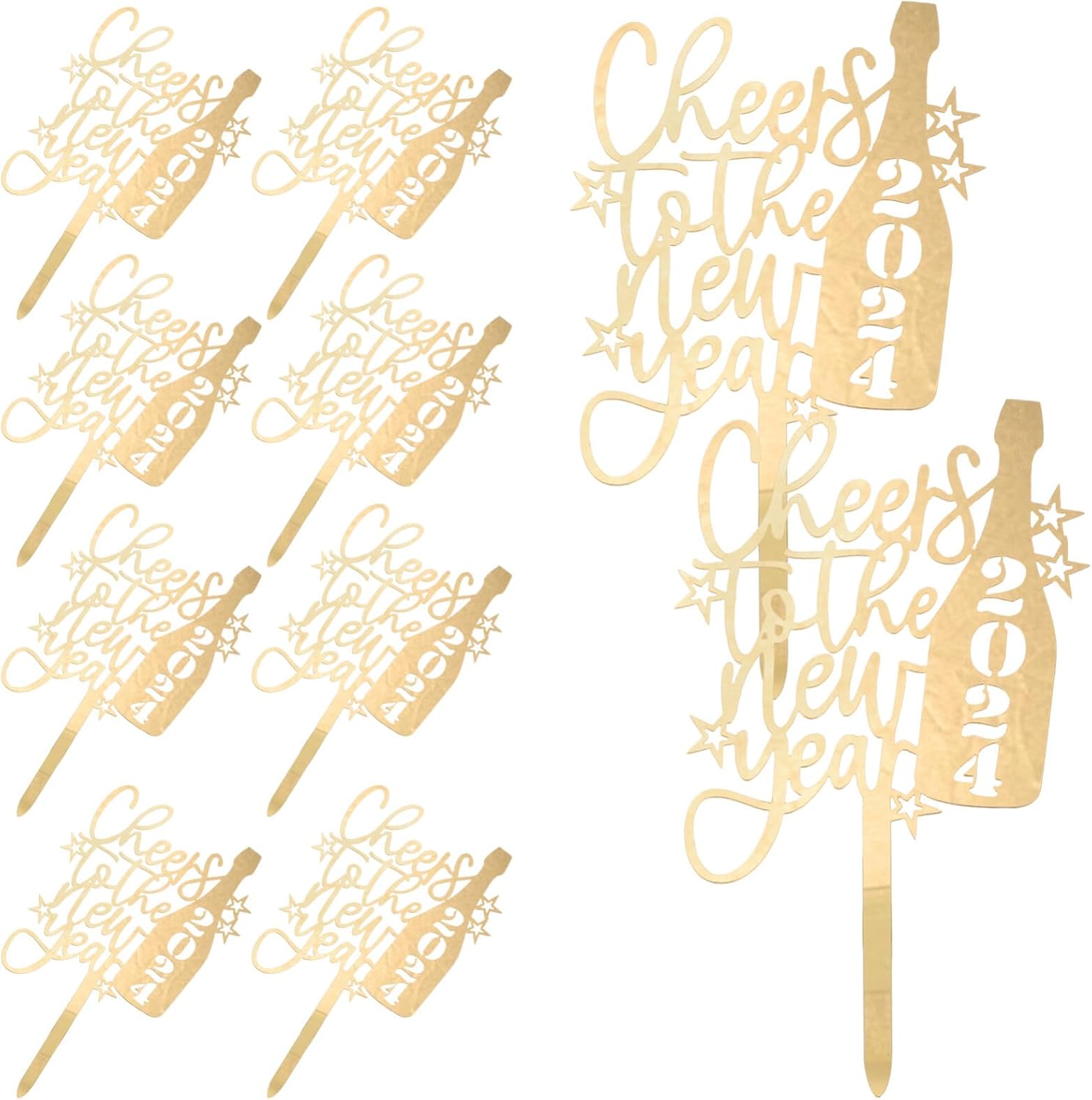 Amazon.com: Abaodam 10pcs Happy New Year Cupcake Toppers Acrylic Cake ...