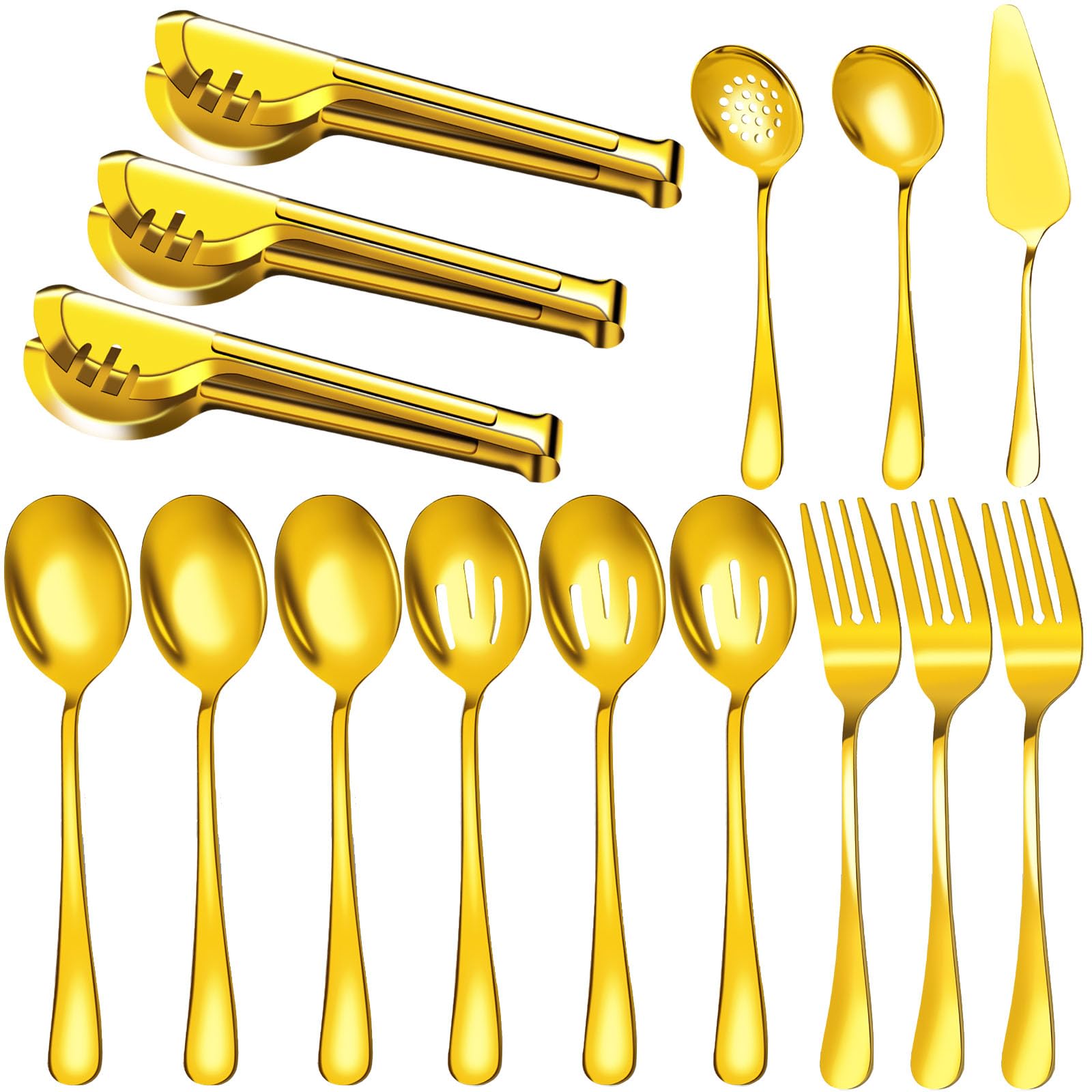 Amazon.com | Serving Utensils, 15 Pcs Stainless Steel Large Flatware ...