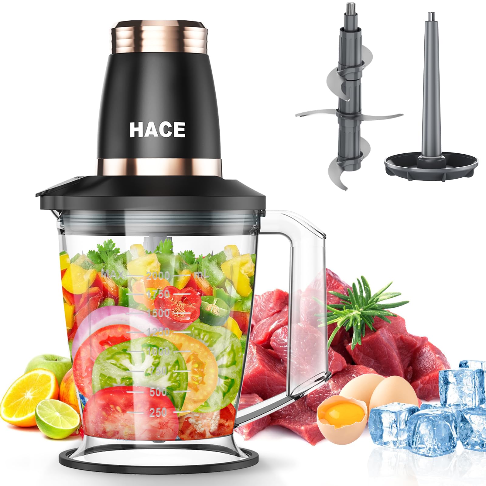 Amazon.com: Food Processor, Meat Grinder, 2L Blender for Shakes and ...
