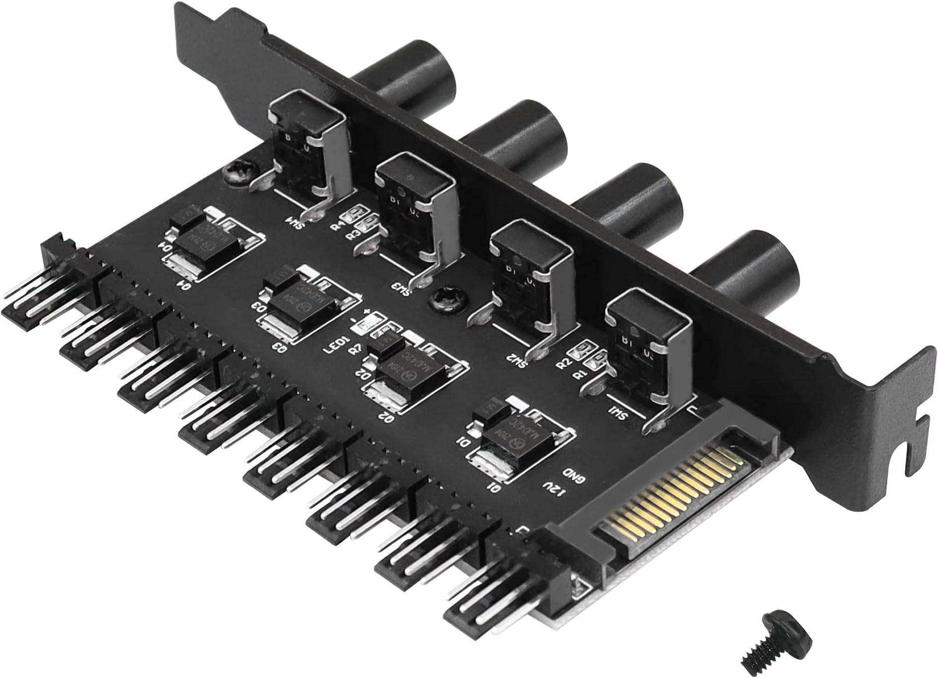 POFET Chassis Fan Hub PC 8 Channel Fan Hub 4 Knob Cooling Fan Speed ...