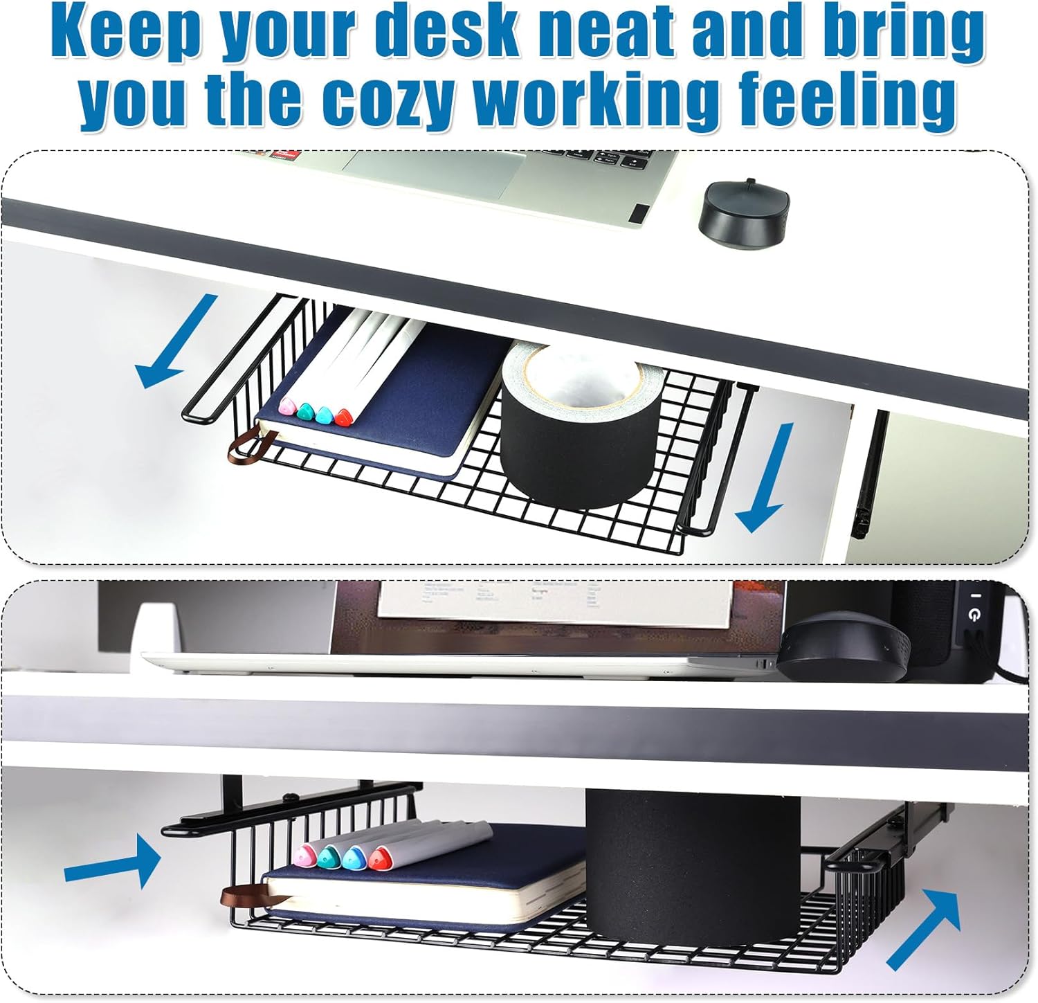 2 Pack Under Desk Storage Shelf Drawer, Metal Under Bahrain | Ubuy