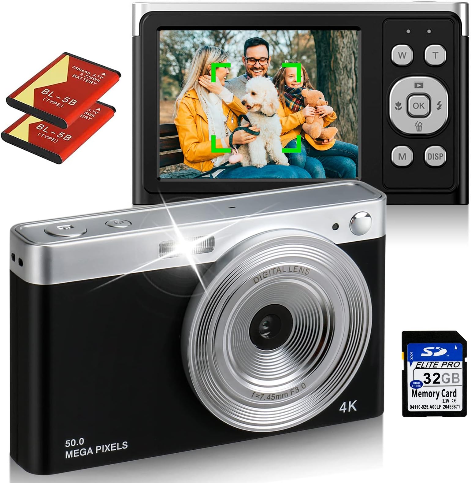 Cámara Digital, cámara compacta de 50 MP 4 K Full HD, cámara autofoco ...