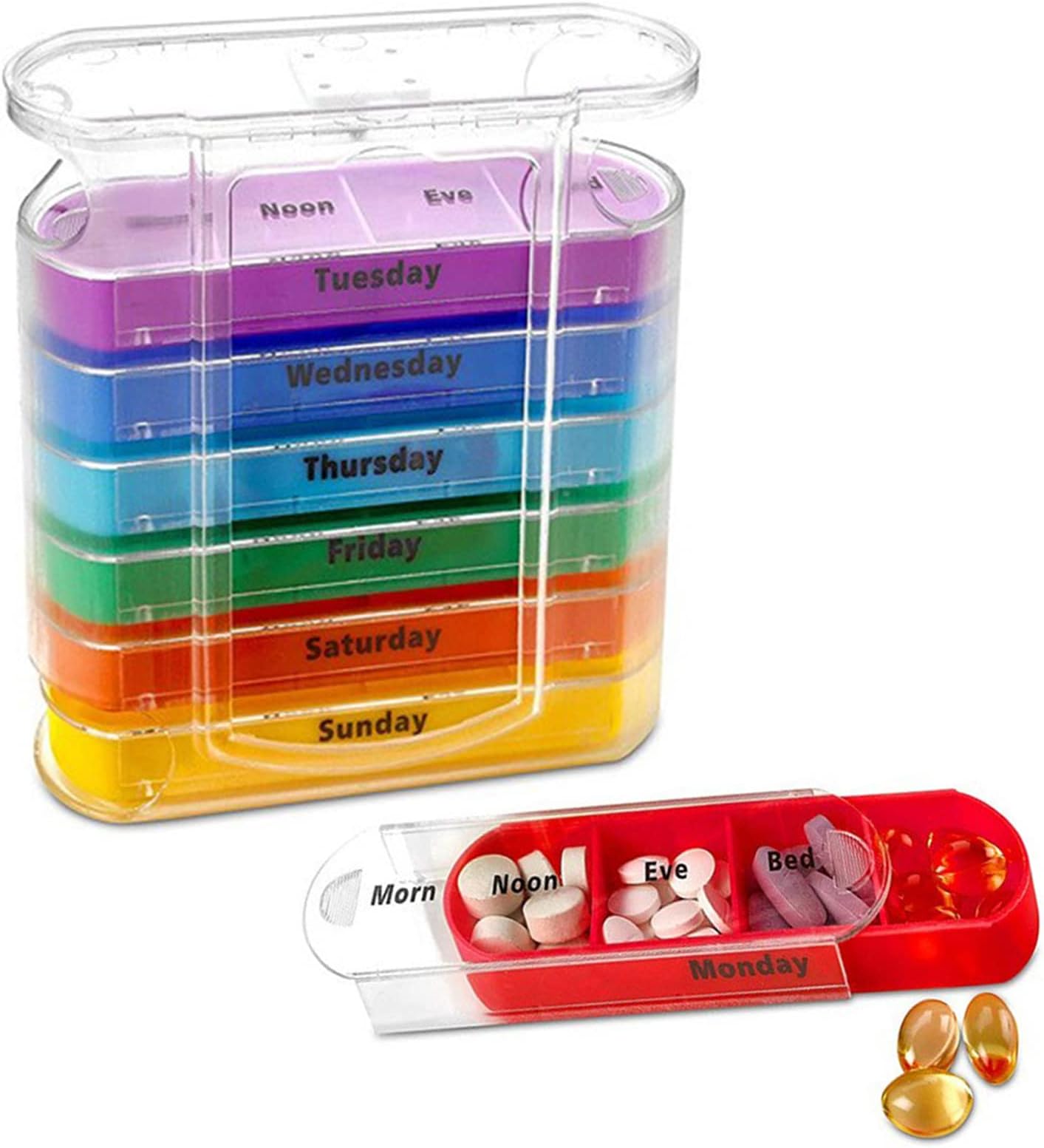 Amazon.com: ABSOK Weekly Stackable Pill Organizer,4 Times A Day Pill ...