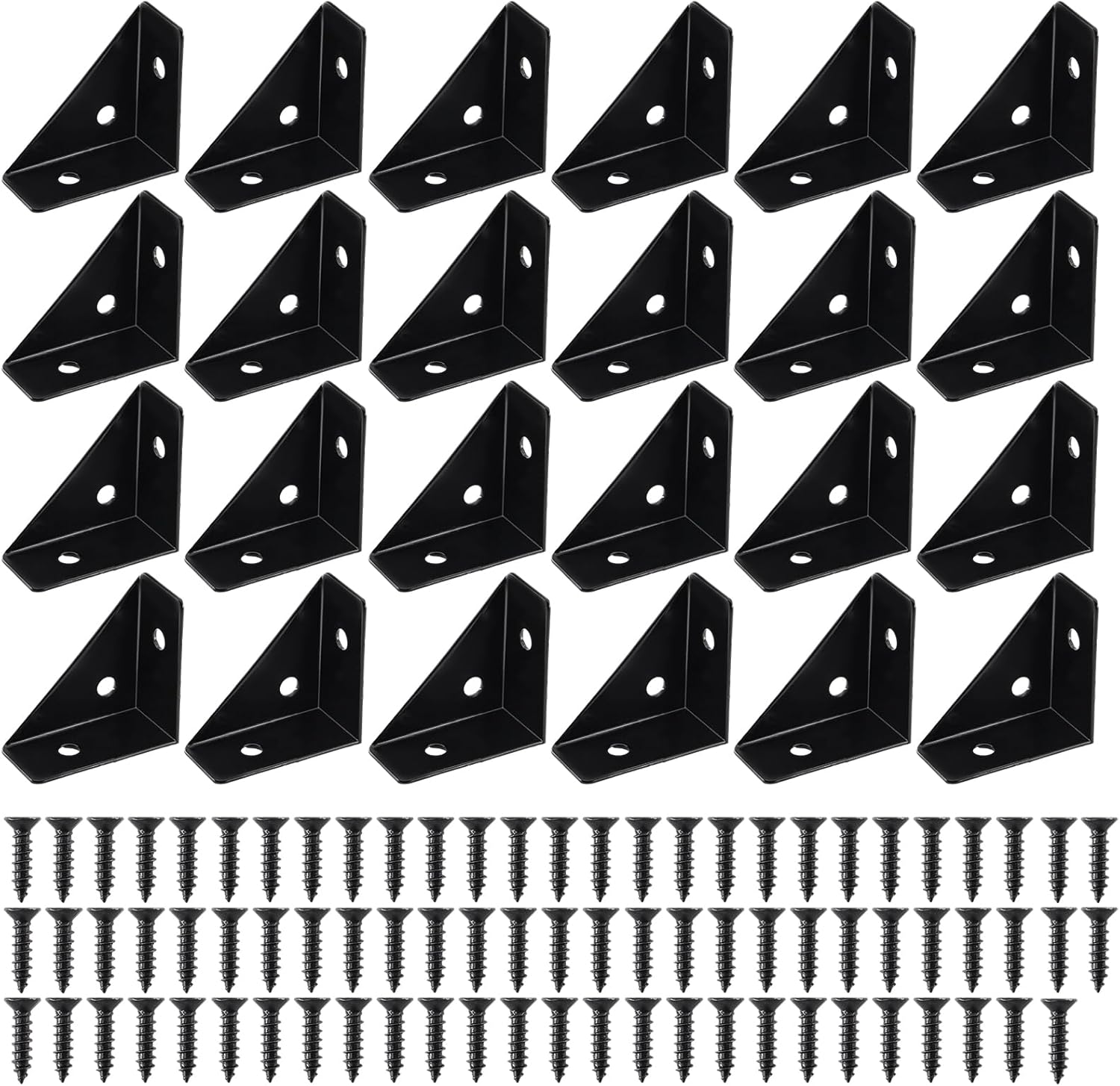 Pack of 24 Angle Connectors with Screws, Corner Bracket, 90 Degree ...